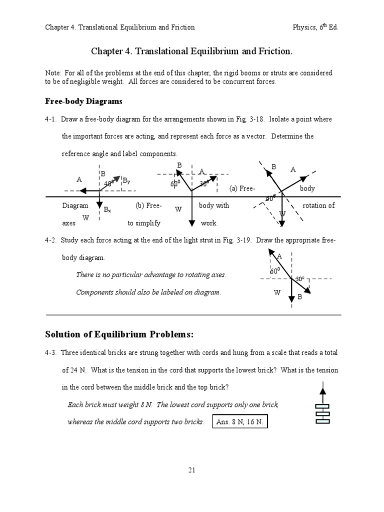 Translational Equilibrium and Friction | PDF | Friction | Force