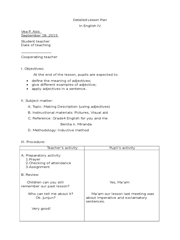 Bea Lesson Plan | PDF | Lesson Plan | Teaching And Learning