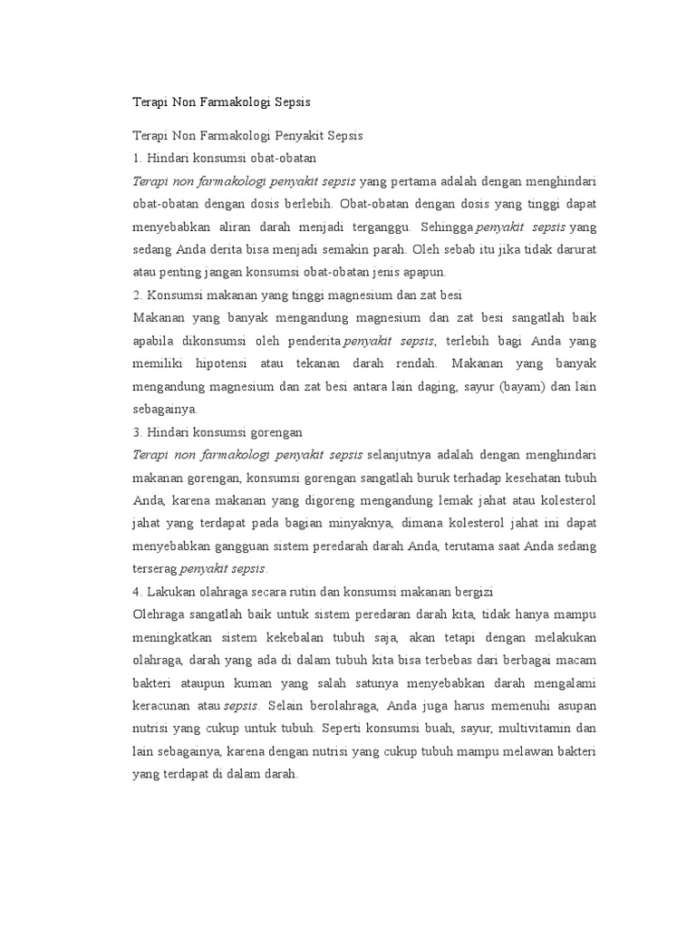 Terapi Non Farmakologi untuk Sepsis | PDF