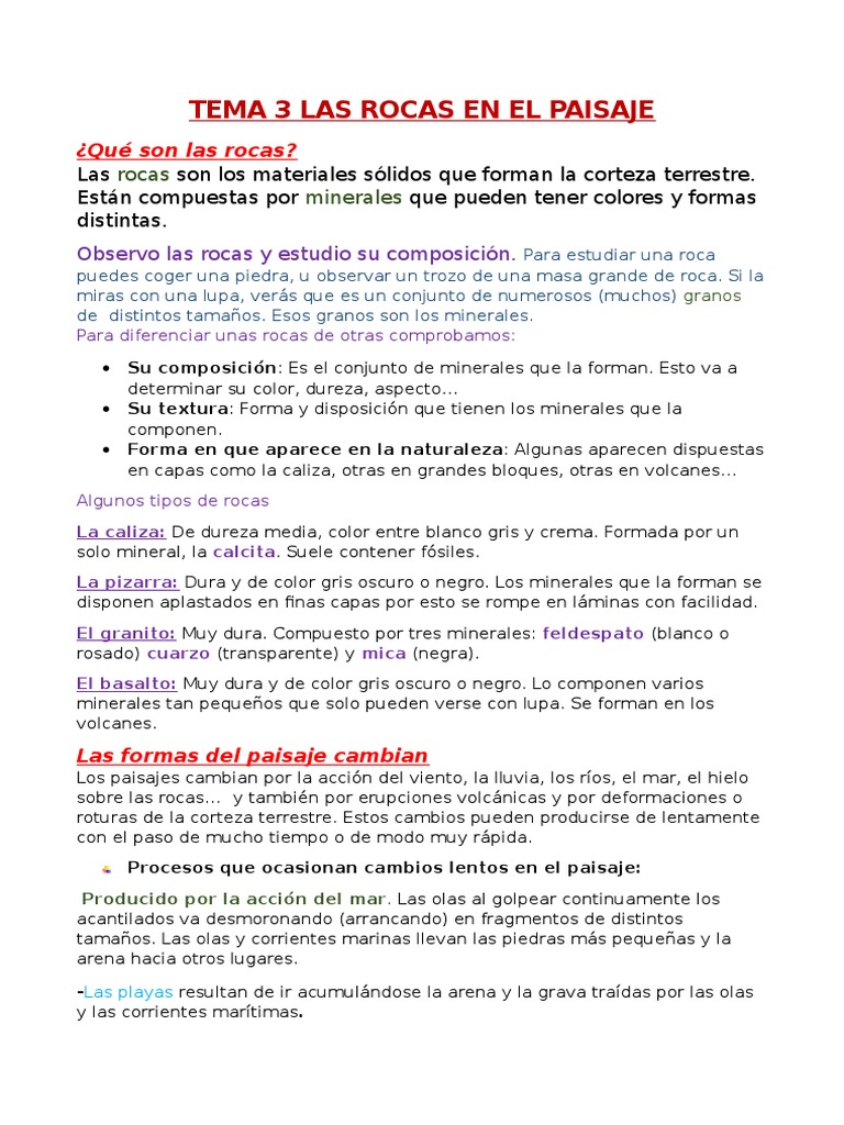 Cono Tema 3 Las Rocas en El Paisaje | PDF | Minerales | Roca (geología)