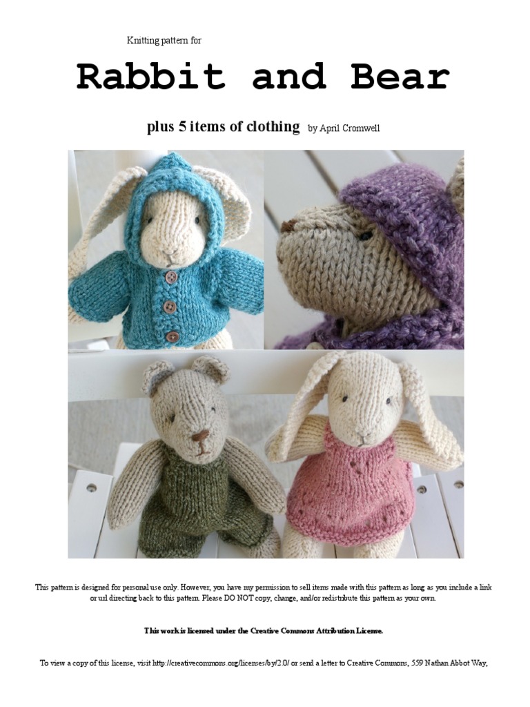 Final Rabbit and Bear Pattern | Download Free PDF | Basic Knitted ...