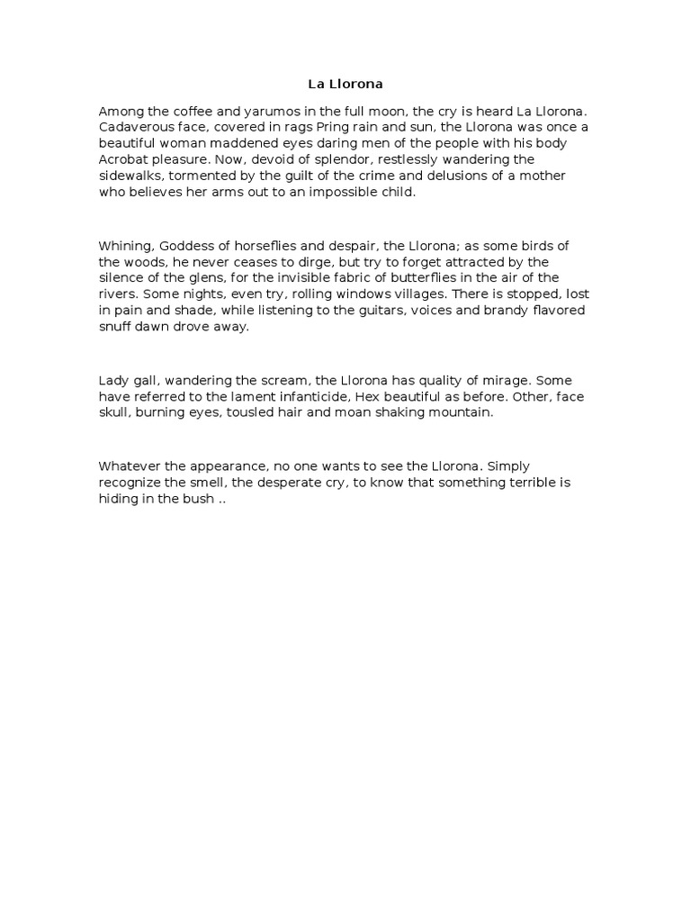 The Haunting Cry of La Llorona | PDF | Poetry | Classics
