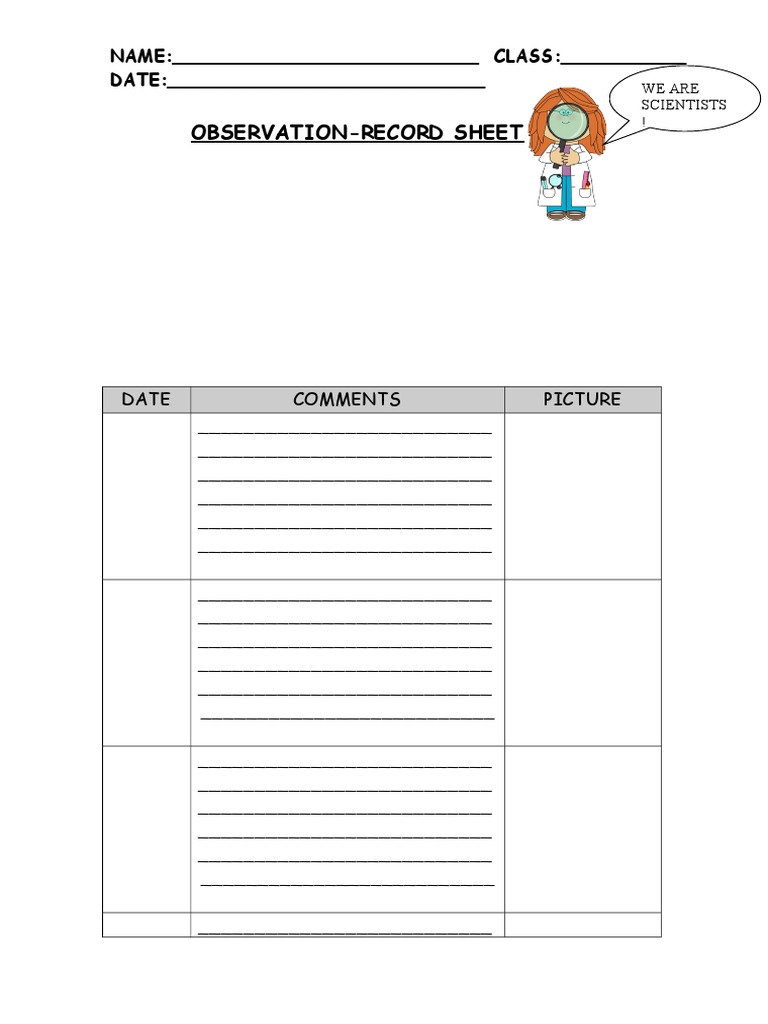 Observation Record Sheet Template | PDF