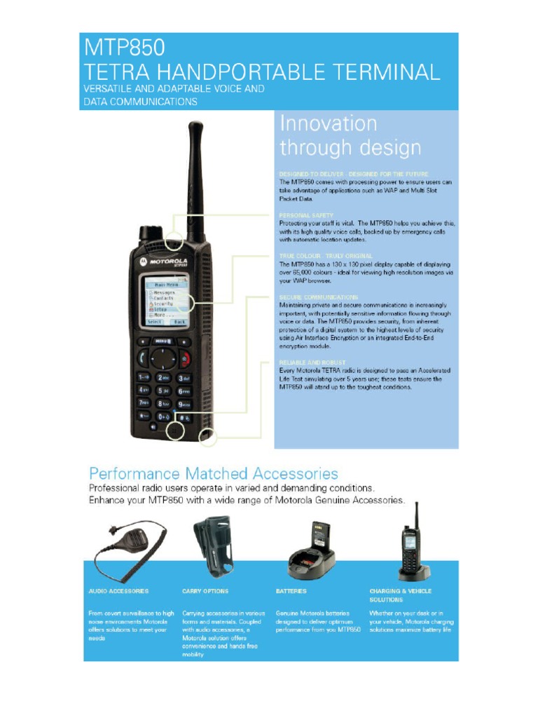 Motorola MTP 850 Karakteristike I Uputstva | PDF