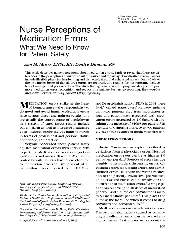 Nurse Insights on Medication Errors | PDF | Medical Error | Patient Safety