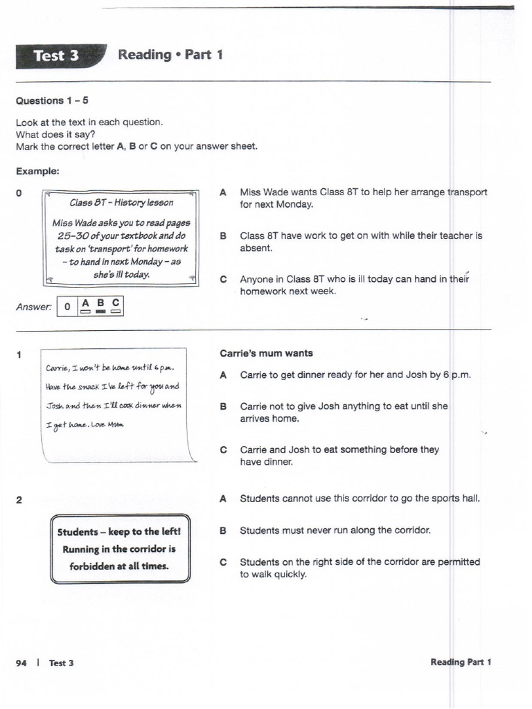 b1 Reading Tasks | PDF