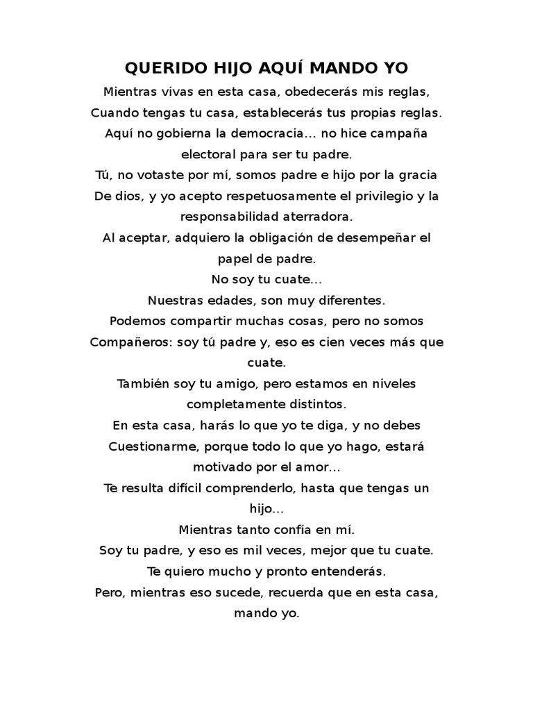 Querido Hijo Aquí Mando Yo | PDF