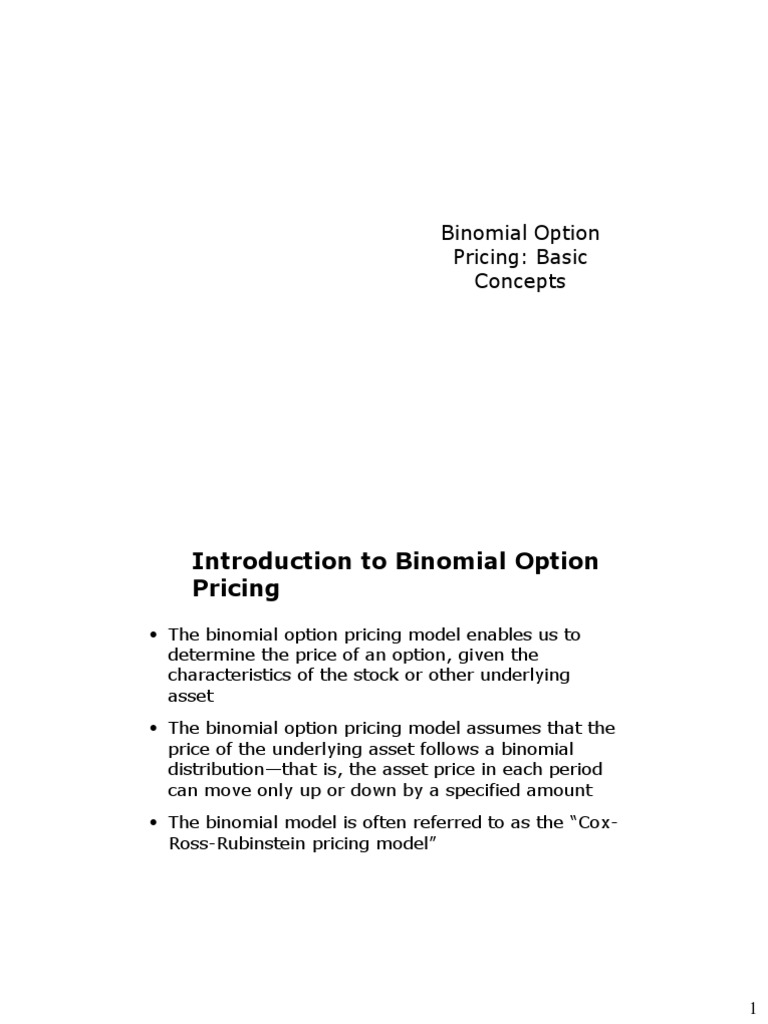 Basic Binomial Model | PDF | Option (Finance) | Call Option