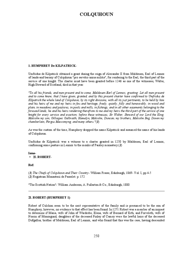 Colquhoun Genealogy | PDF