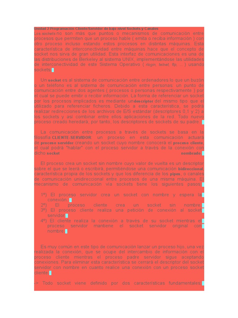 Unidad 2 Programación Cliente | PDF | Zócalo de red | Modelo cliente ...