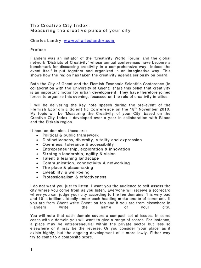 The Creative City Index: Measuring The Creative Pulse of Your City ...