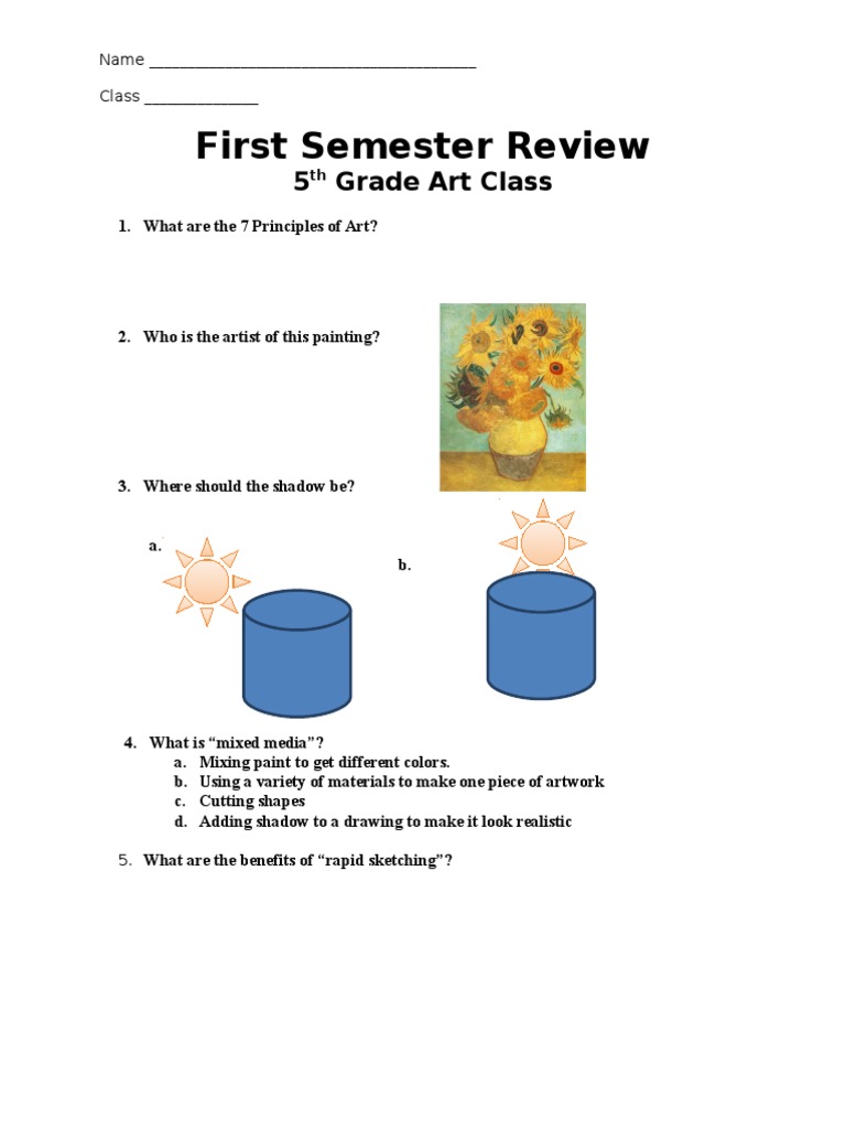First Semester Review-5th Grade | PDF