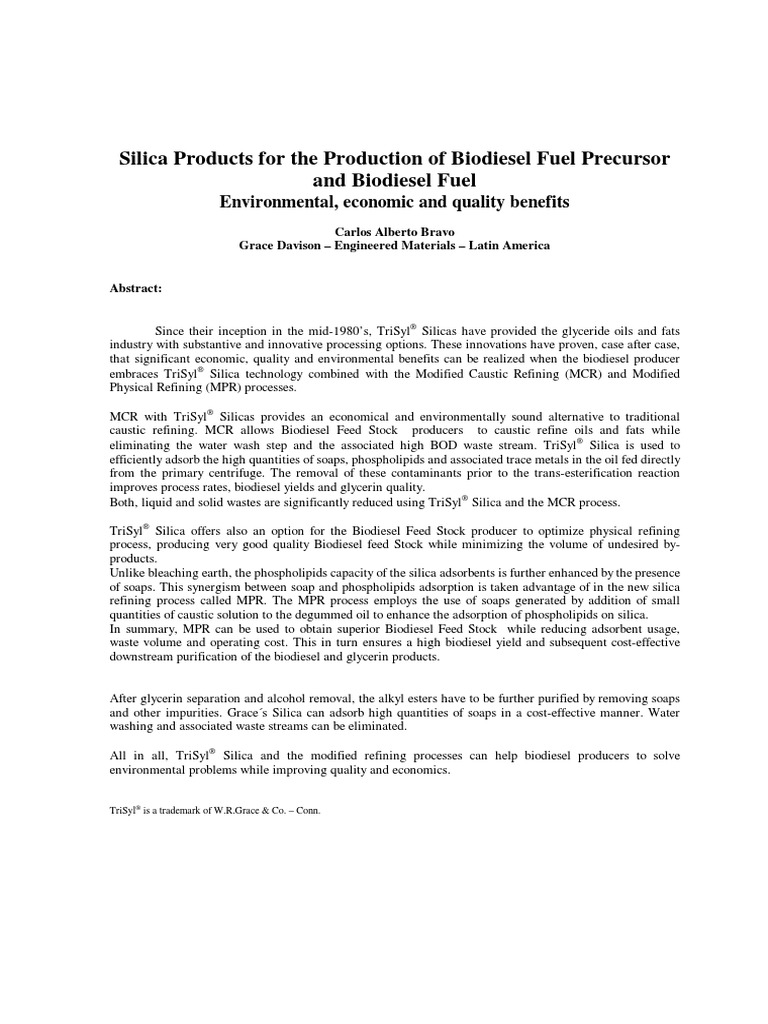 Degomagem - Trisyl | PDF | Biodiesel | Adsorption