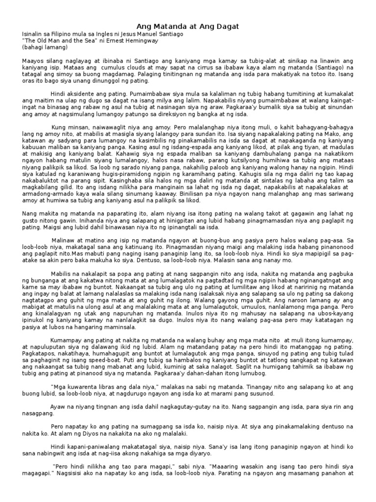 Ang Matanda at Ang Dagat | PDF