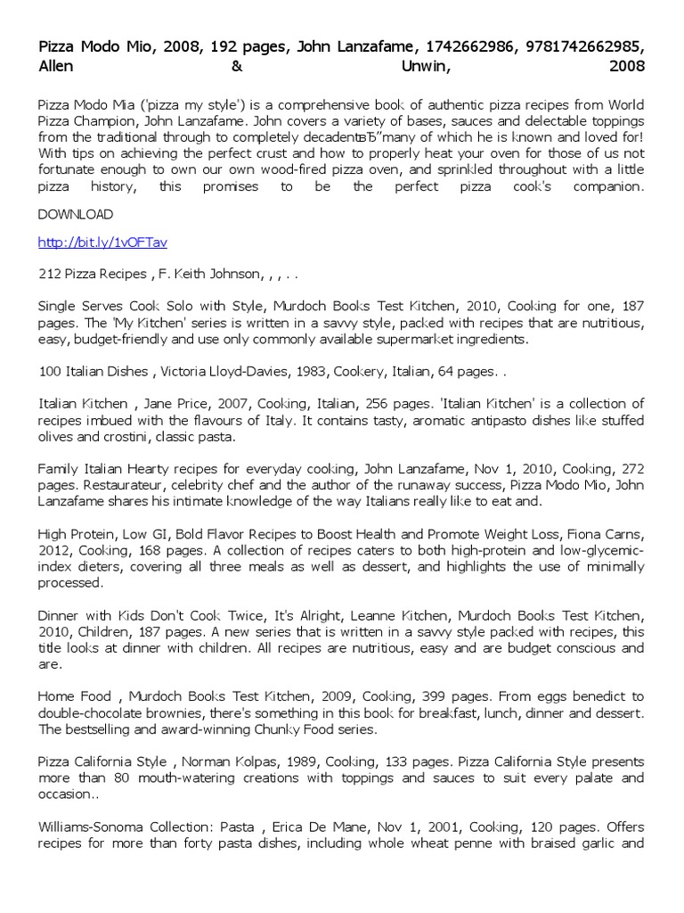 Pizza Modo Mio | PDF | Pizza | Recipe