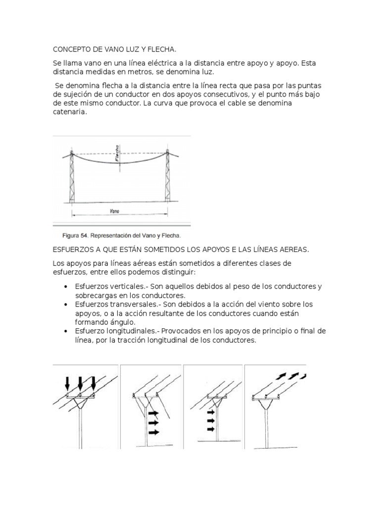 Definición de Vano y Flecha en Electricidad | PDF | Física | Science