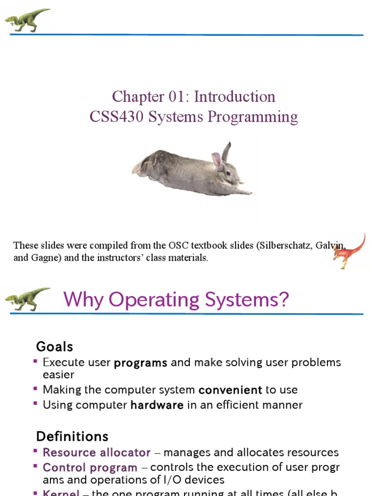 Chapter 01: Introduction CSS430 Systems Programming | PDF | Operating ...
