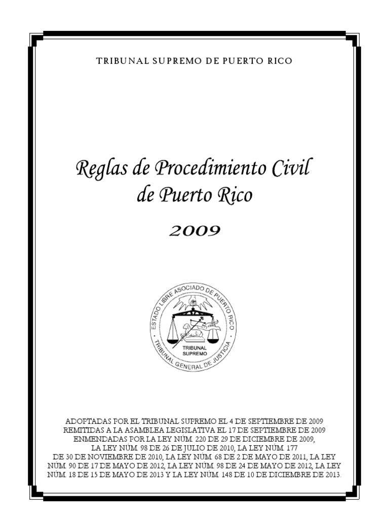 Reglas de Procedimiento Civil de Puerto Rico | PDF