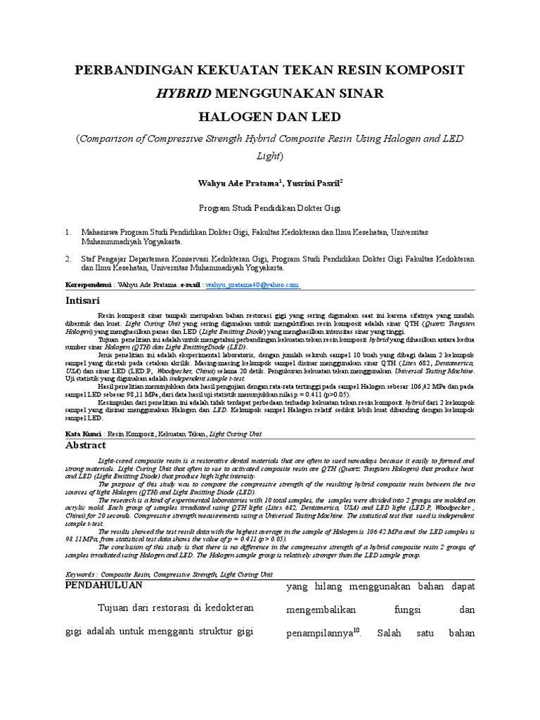 Perbandingan Kekuatan Tekan Resin KOmposit | PDF | Teknologi & Rekayasa