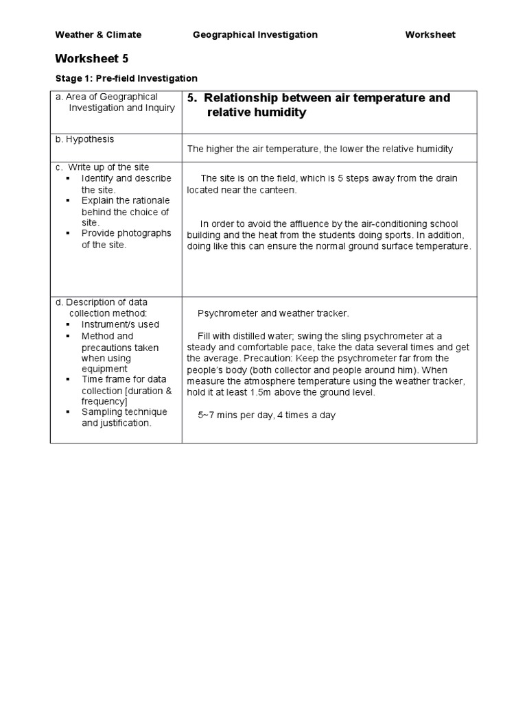Weather Hypothesis Investigation Report | PDF | Relative Humidity | Weather
