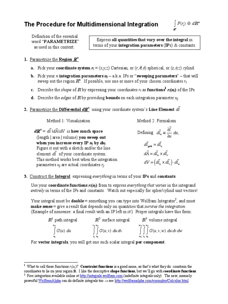 The Procedure For Multidimensional Integration: N I I J | PDF ...