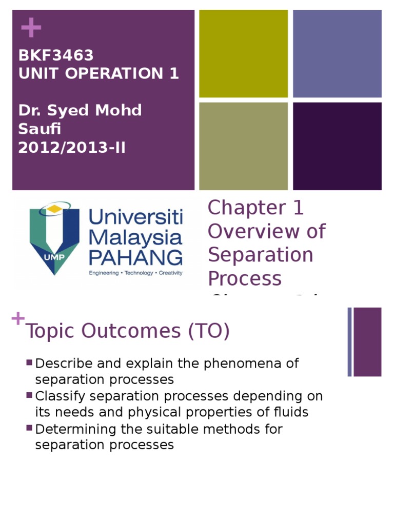 Overview of Separation Process: Chapter 1 in Henley, Seader & Roper's Book | PDF | Phase (Matter ...