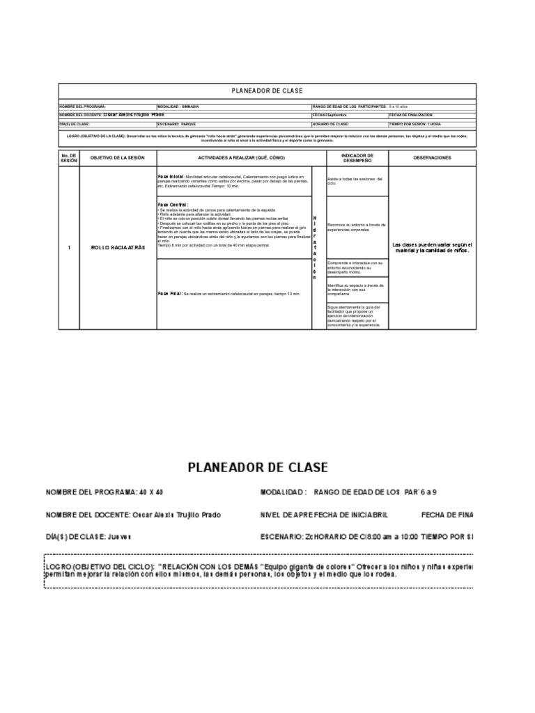 Planeador de Gimnasia | PDF | Ocio | Deportes