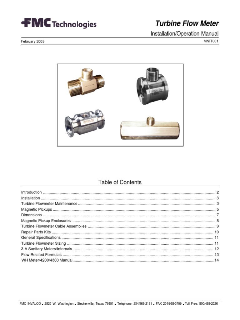 Turbine Flow Meter: Installation/Operation Manual | PDF | Flow ...