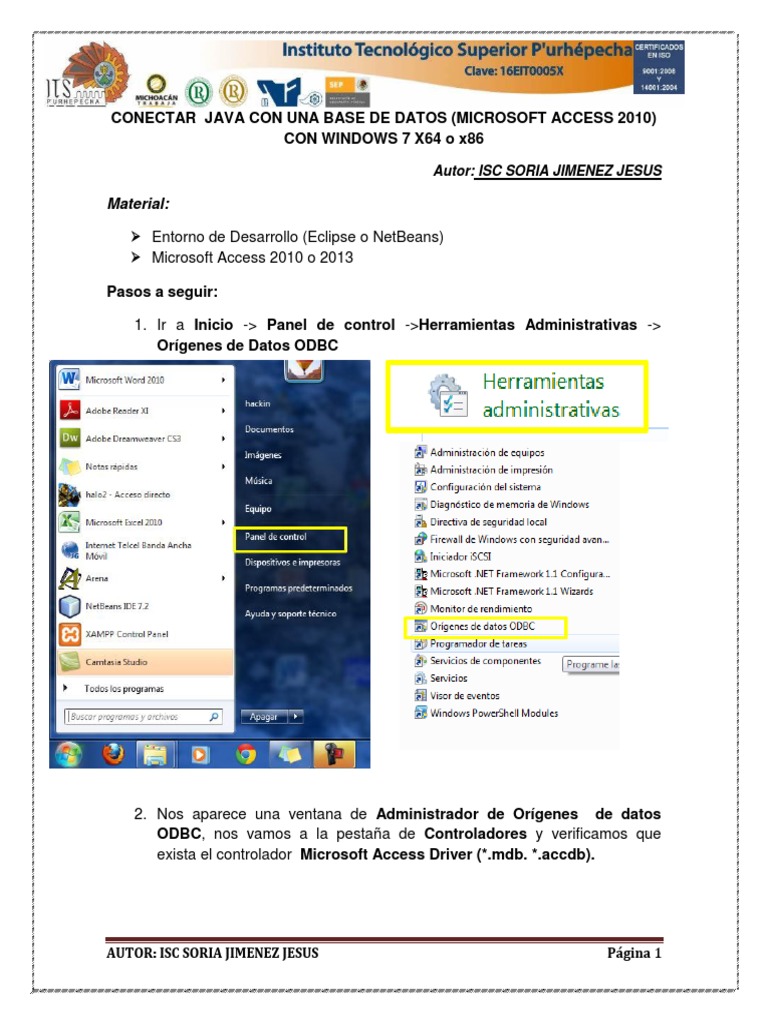 Conectar Java Con Una Base de Datos Access | PDF | Métodos y materiales de enseñanza | Informática