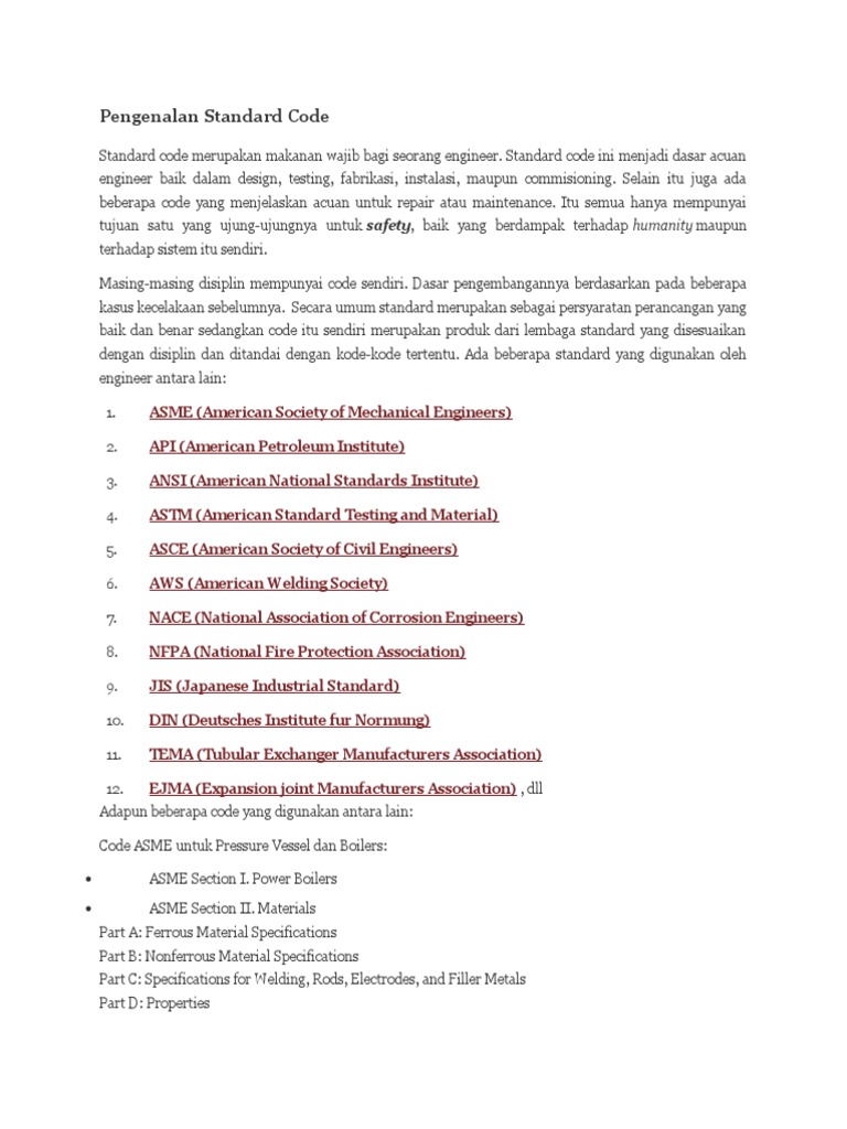 Pengenalan Standard Code Untuk Engineer | PDF