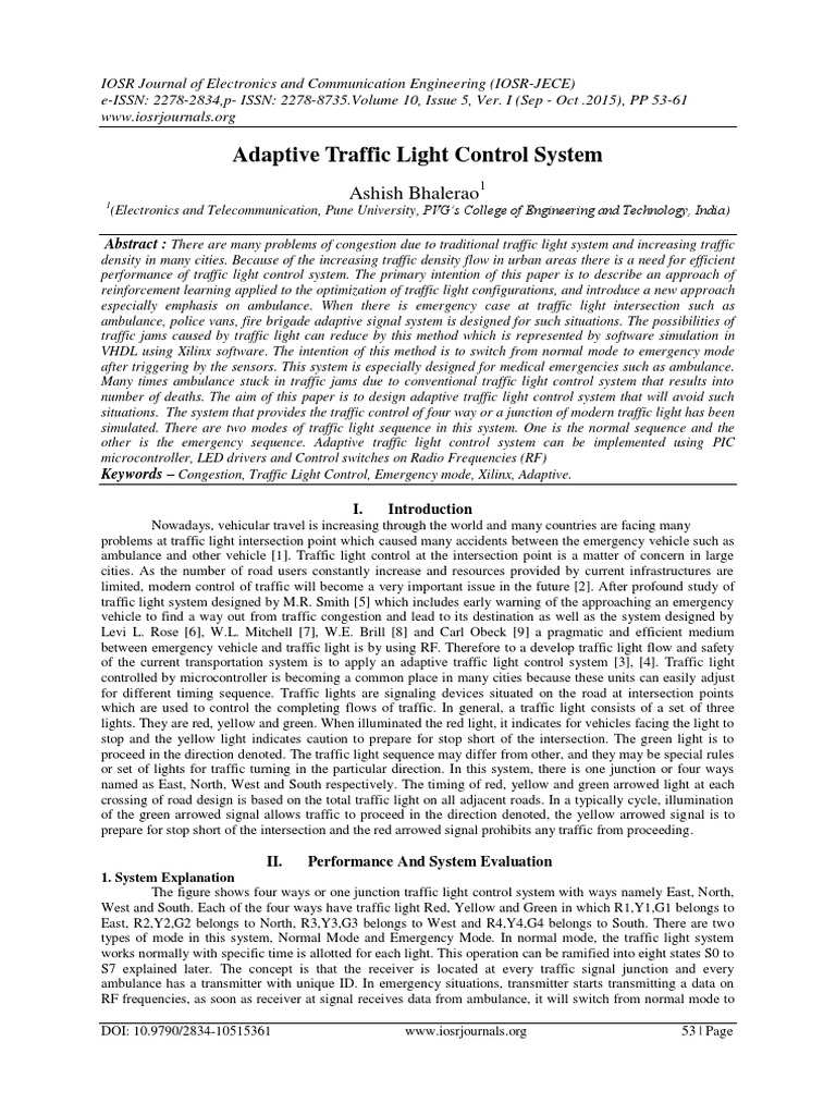 Adaptive Traffic Light Control System | PDF | Traffic Light | Traffic ...