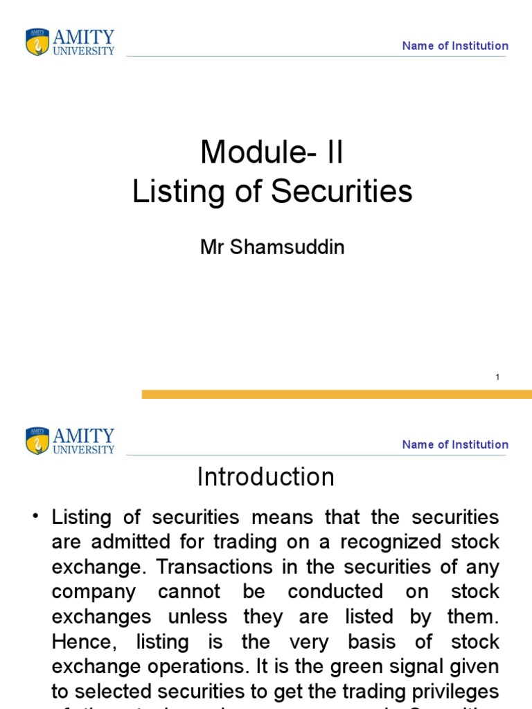 8ff3e9 Listing of Securities | PDF | Stocks | Securities (Finance)