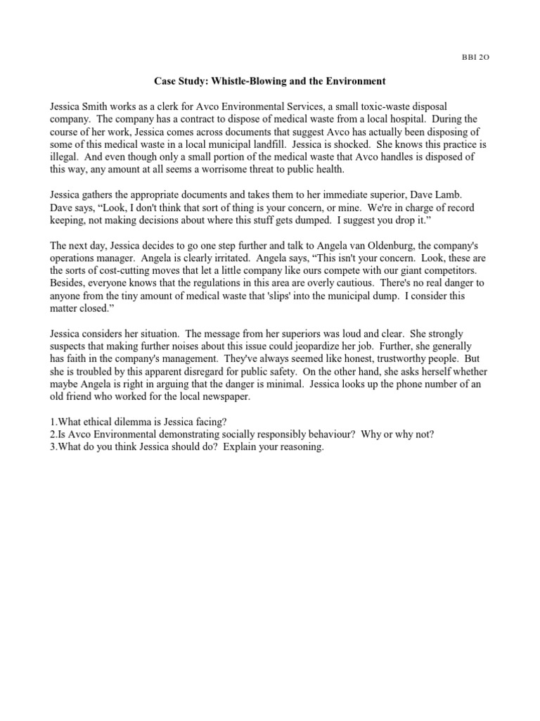 Ethical Case Study | PDF | Harassment | Waste