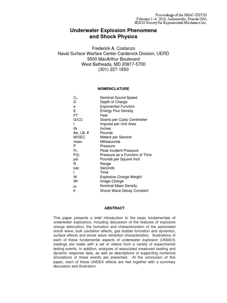 Underwater Explosion Phenomena | PDF | Shock Wave | Waves