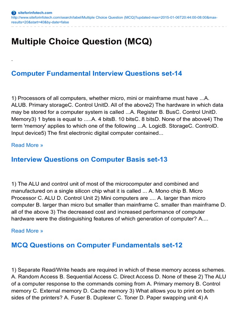 Collection of Cs Multiple Choice Questions Mcqs | PDF | Osi Model | Routing