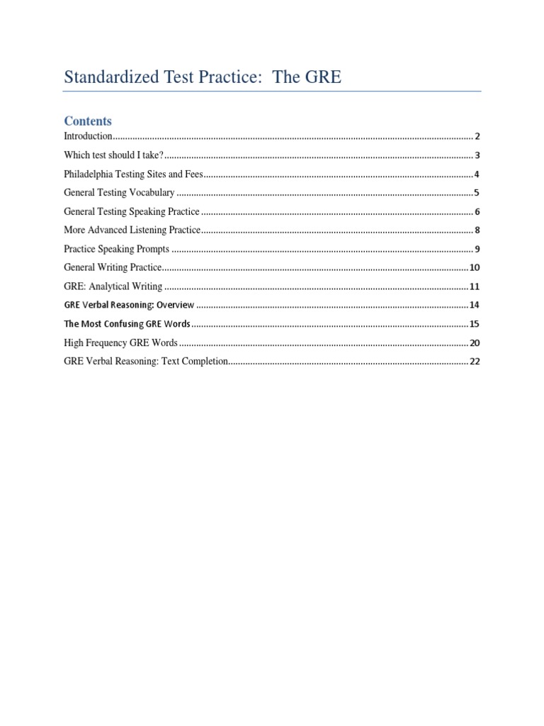 GRE Packet Sample | PDF | Graduate Record Examinations | Test Of ...