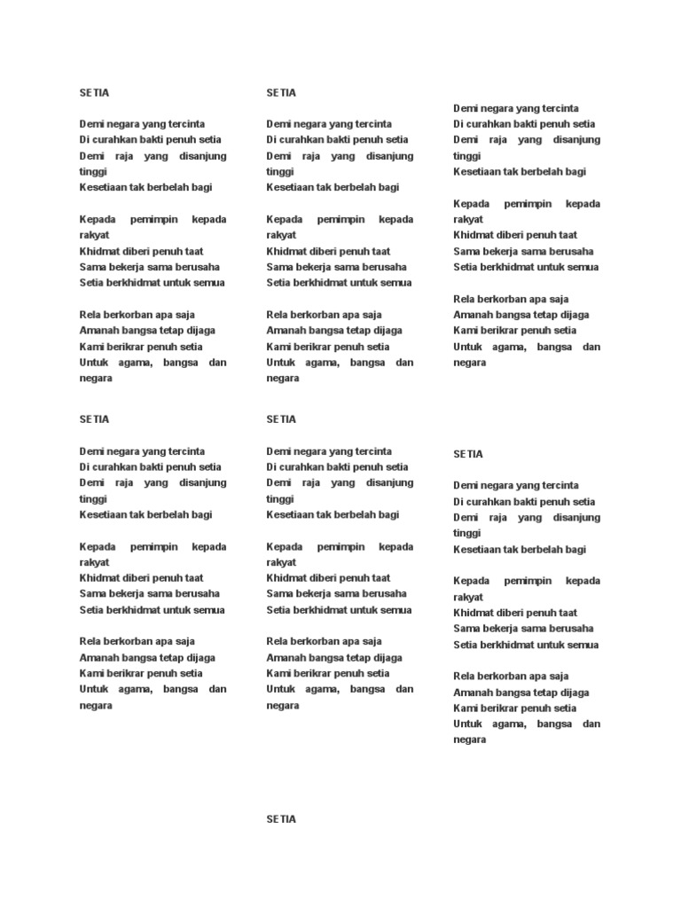 Lirik Lagu Setia | PDF