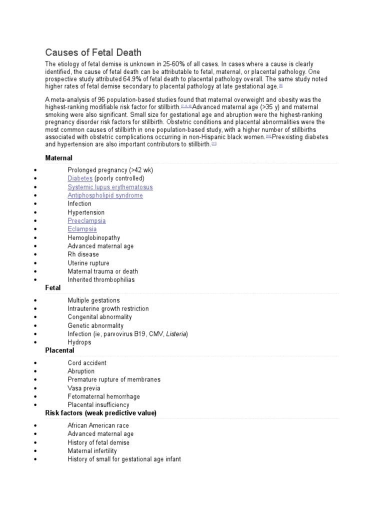 Causes of Fetal Death | Pregnancy | Fetus