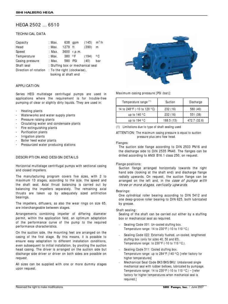 HEGA 2502 6510: Technical Data | Download Free PDF | Pump | Mechanical Engineering