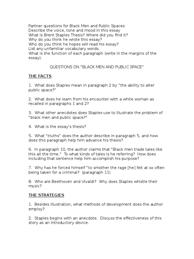 Analyzing Staples' "Black Men in Public Space" | PDF | Paragraph | Essays