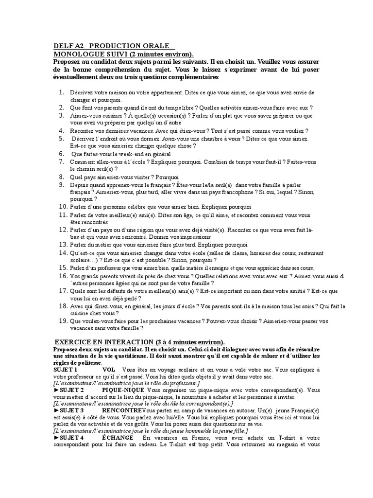 Delf A2 Production Orale | PDF | Location de voiture | Business