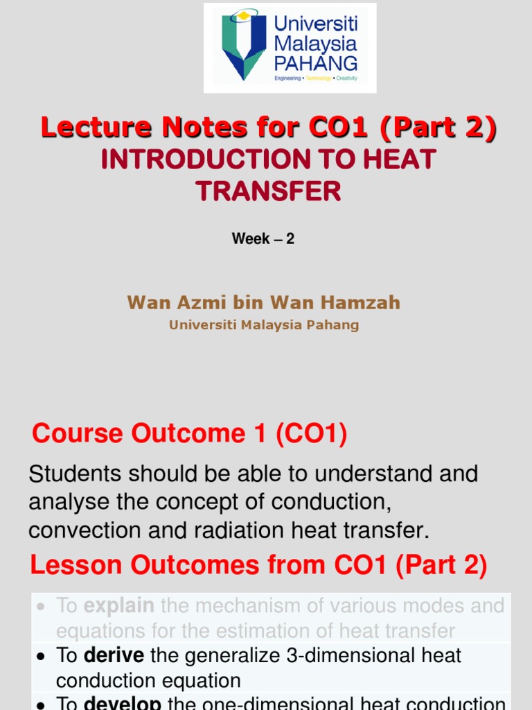 Lecture Notes For CO1 (Part 2) : Introduction To Heat Transfer | PDF ...