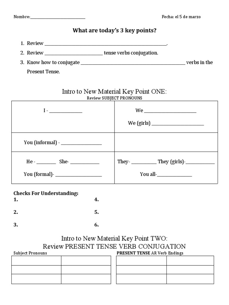 Present Tense Verb Conjugation Guide | PDF | Grammatical Tense ...