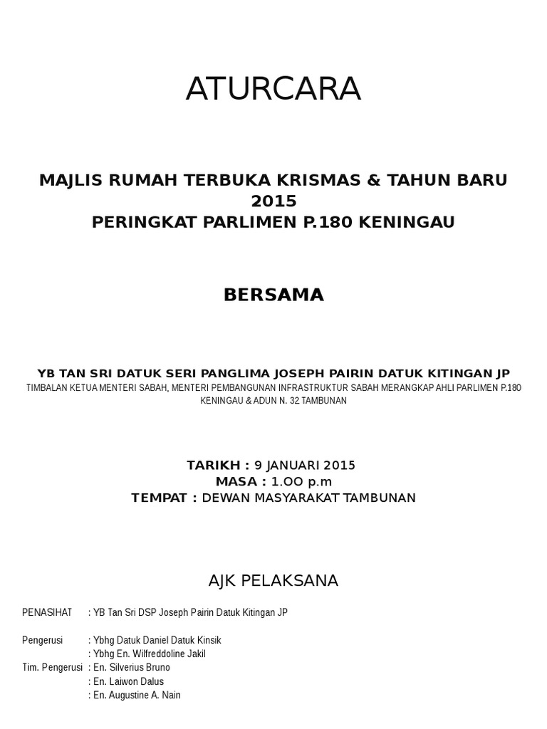 Contoh Surat Aturcara Nak Majlis - MekhirosShepard