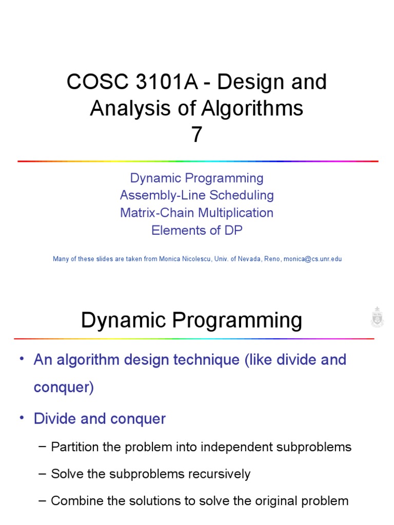 COSC 3101A - Design and Analysis of Algorithms 7 | PDF | Dynamic ...