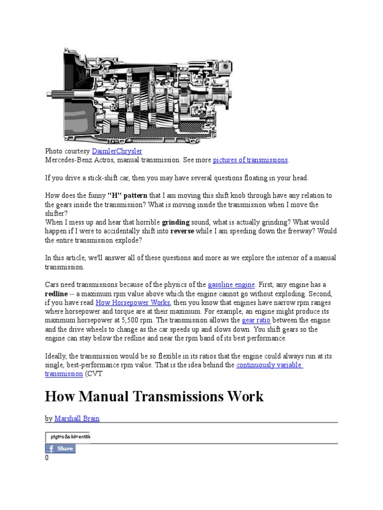 How Manual Transmissions Work Daimlerchrysler Pictures Of