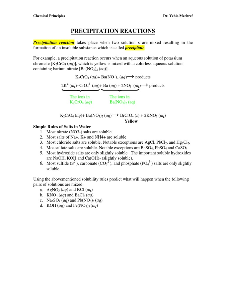 Understanding Precipitation Reactions | PDF