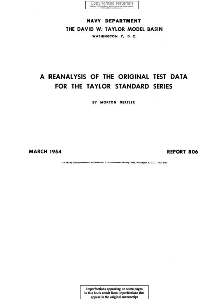 Reanalysis of The Original Test Data For The Taylor Standard Series ...