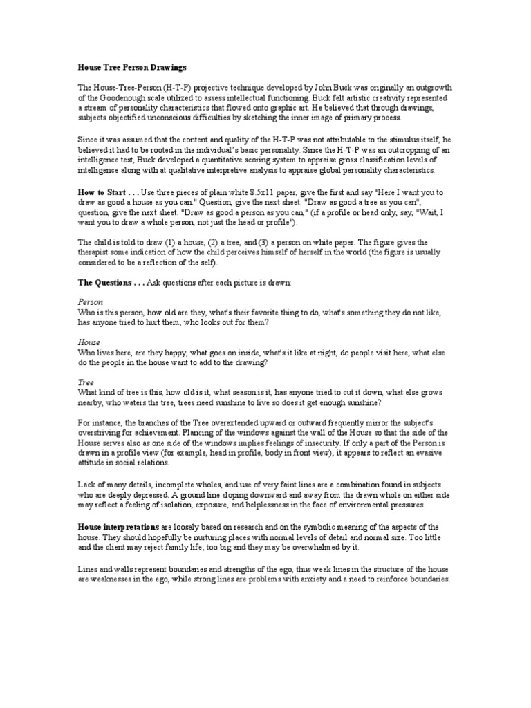 House Tree Person Drawings | PDF | Psychology | Behavioural Sciences