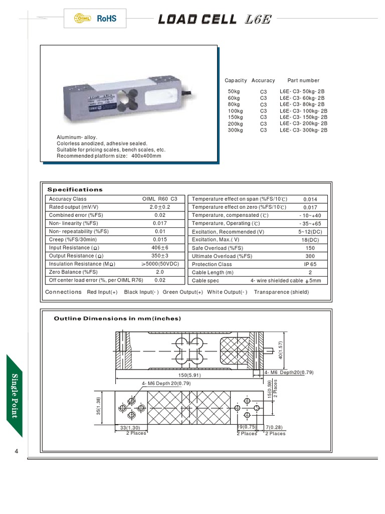 Aluminum Alloy Load Cell Specifications | PDF